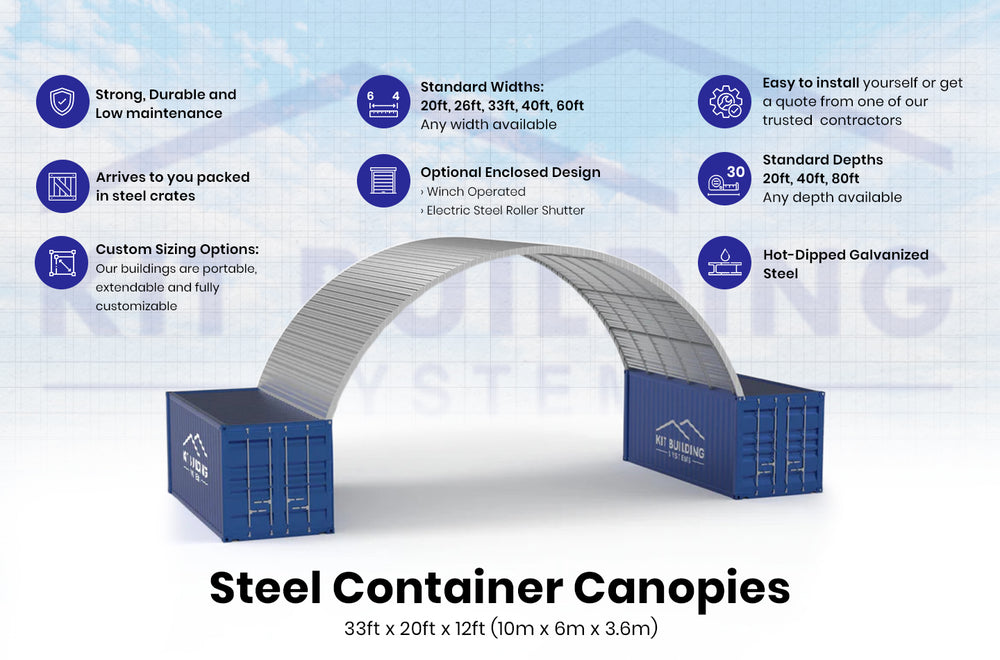 Container Canopies - 33ft x 20ft x 12ft | 10m x 6m x 3.6m